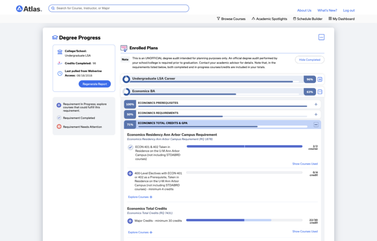 Atlas Offers New Tools to Help Students Track Degree Progress and ...